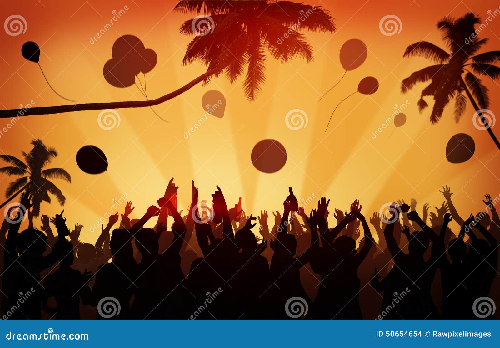 People Crowd Party Celebration Drinks Arms Raised Concept Stock Photo ...