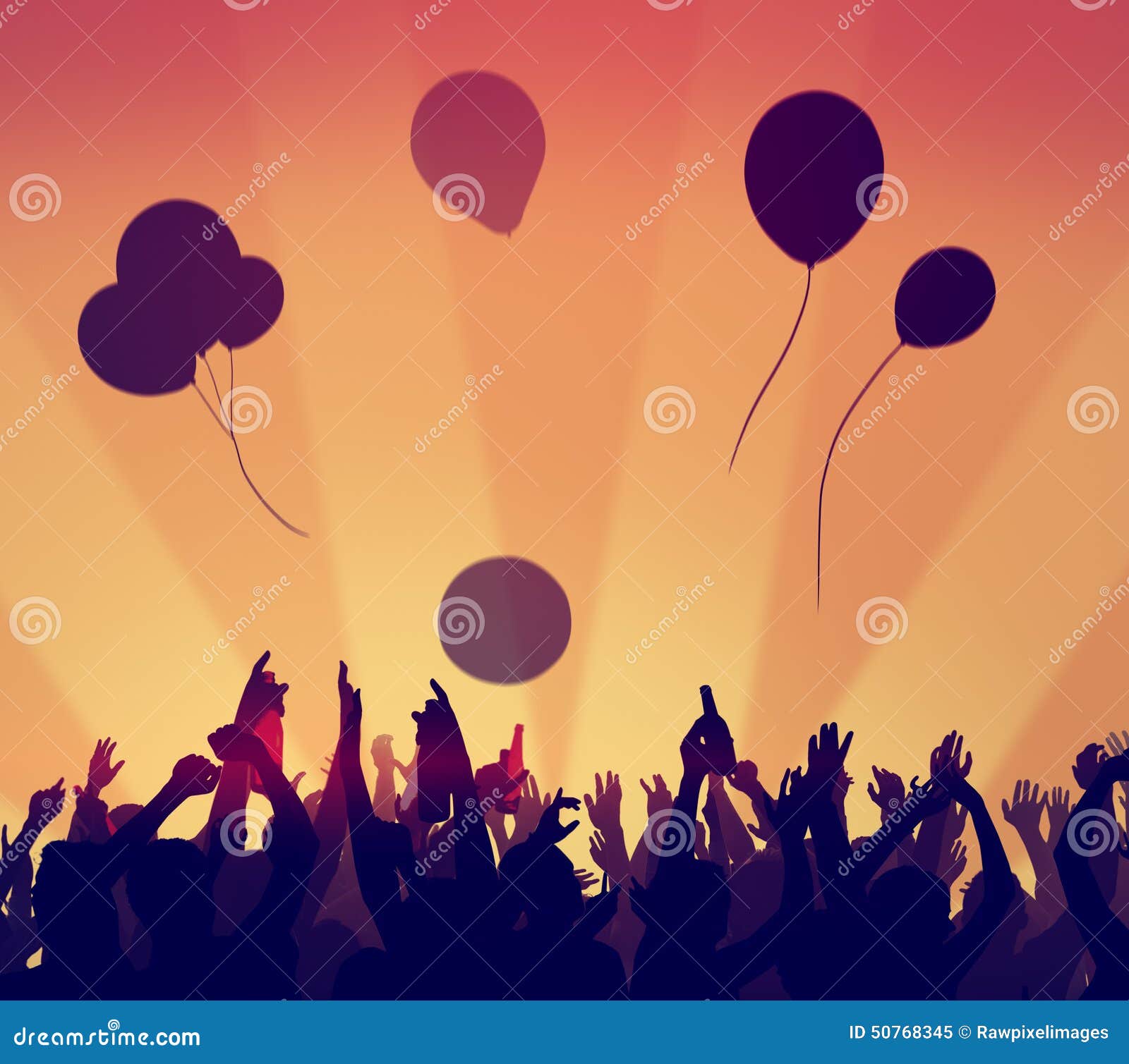 People Crowd Party Celebration Drinks Arms Raised Concept Stock Image ...
