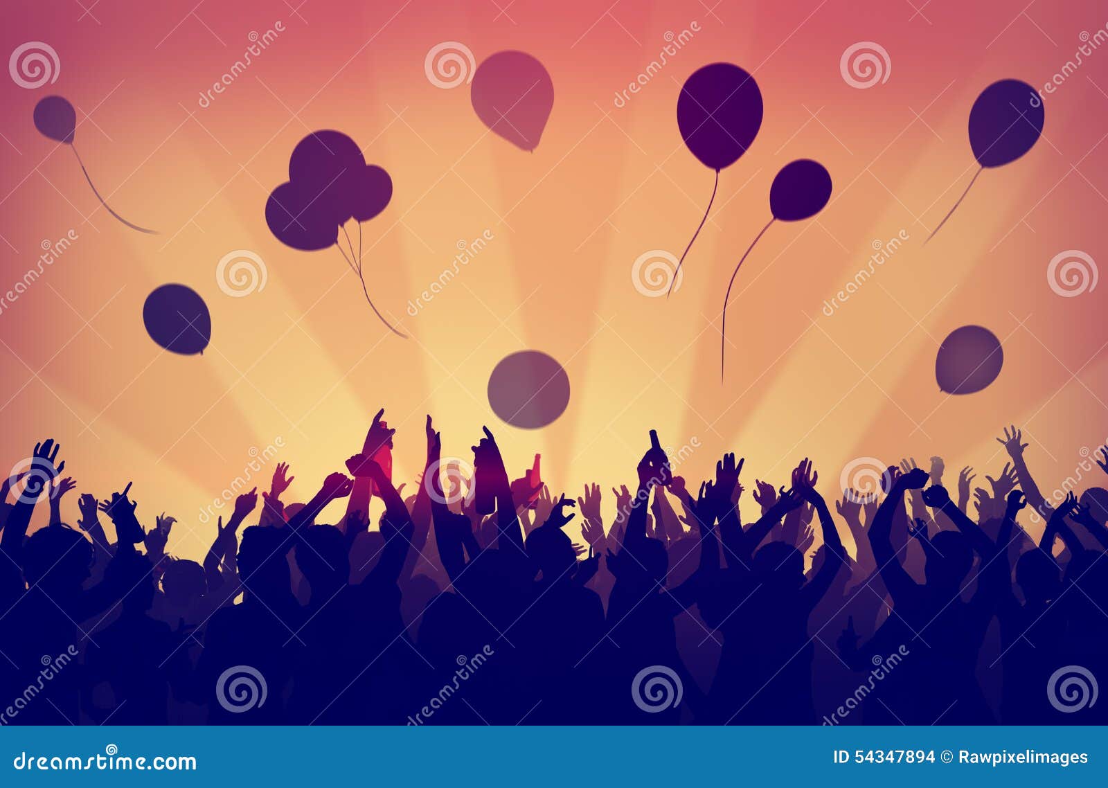 People Crowd Party Celebration Drinks Arms Raised Concept Stock Photo ...