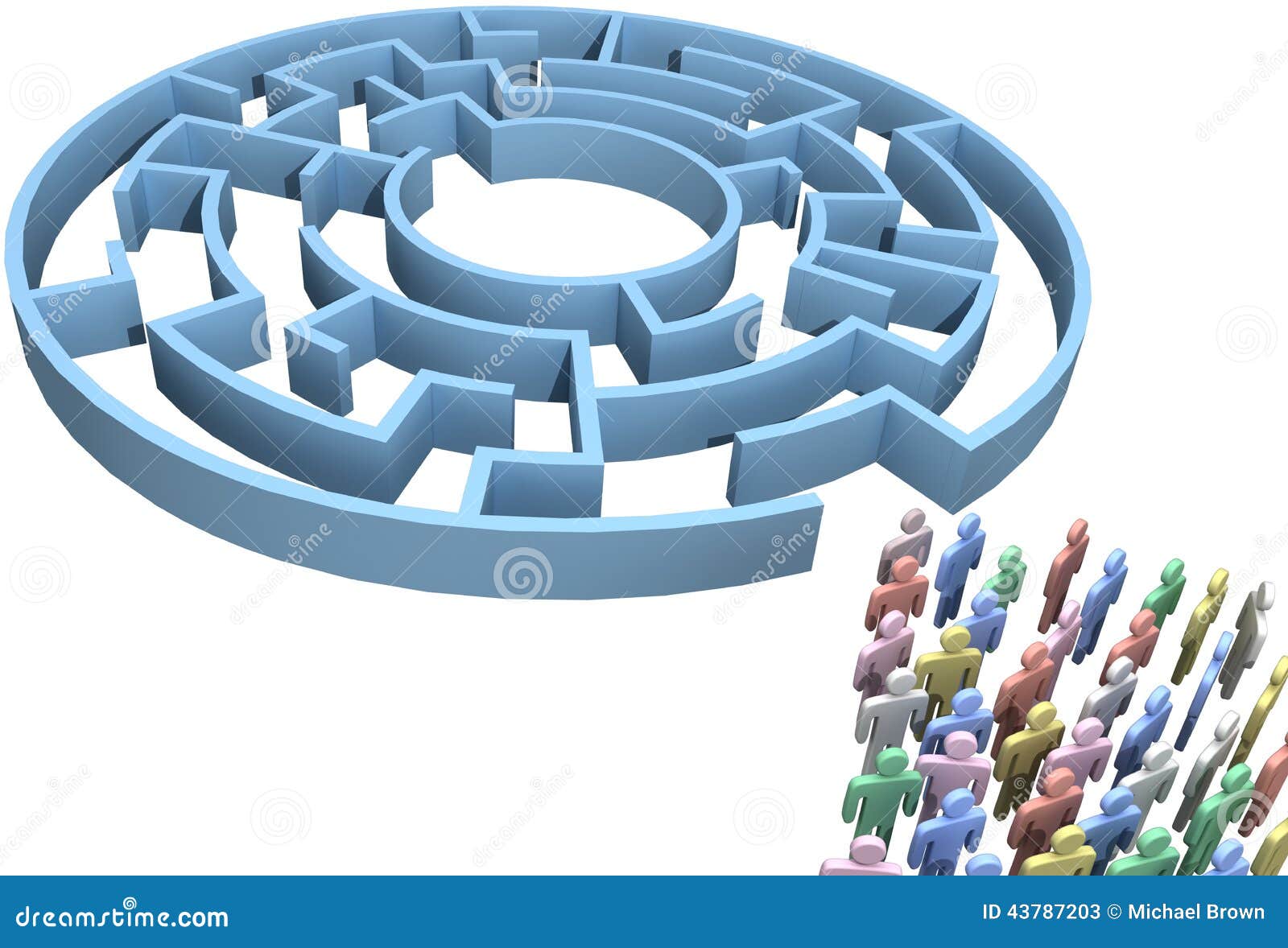 People Crowd Search Maze Isolated Stock Illustration - Illustration of ...