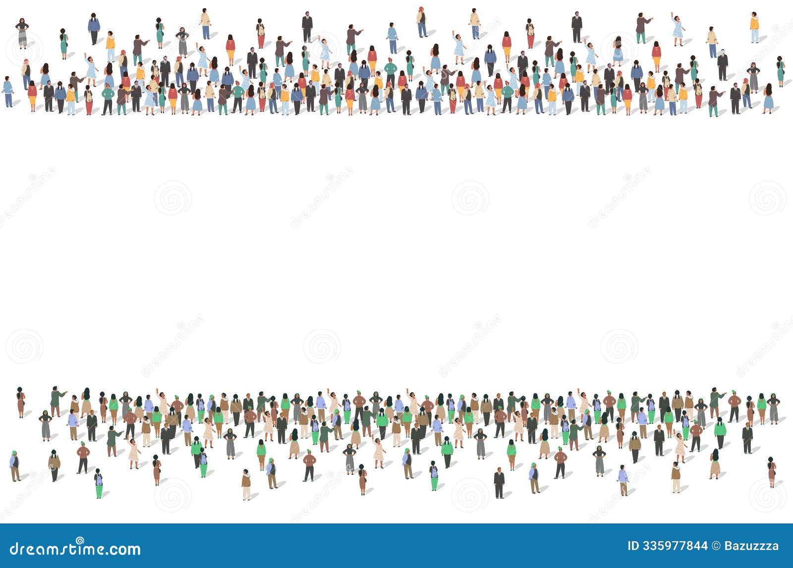 People Crowd Standing Opposite Made Horizontal Frame Stock Illustration ...