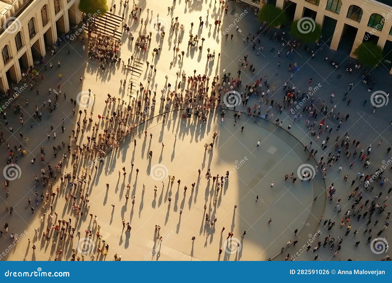 People Crowd Walking on Around City Square View from the Top Stock ...