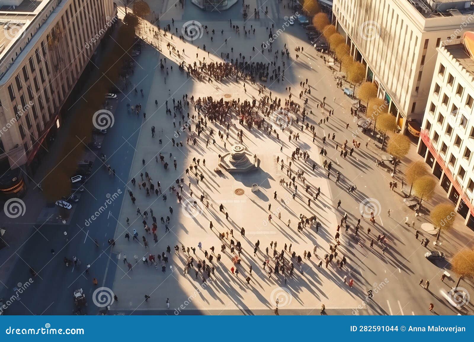 People Crowd Walking on Around City Square View from the Top Stock ...