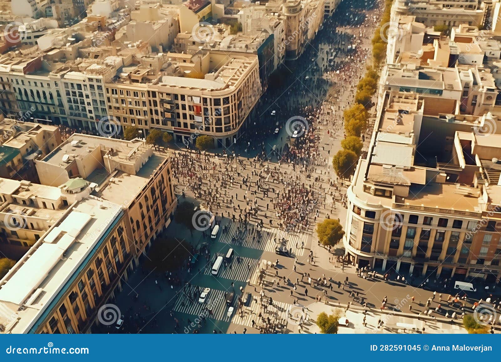People Crowd Walking on Around City Square View from the Top Stock ...