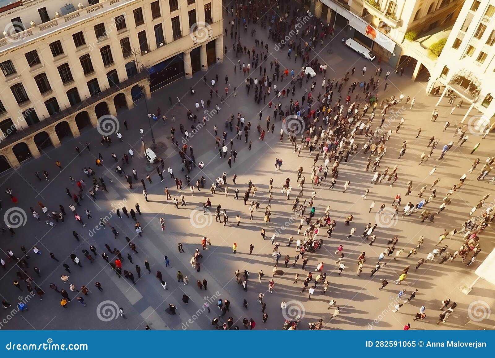 People Crowd Walking on Around City Square View from the Top Stock ...