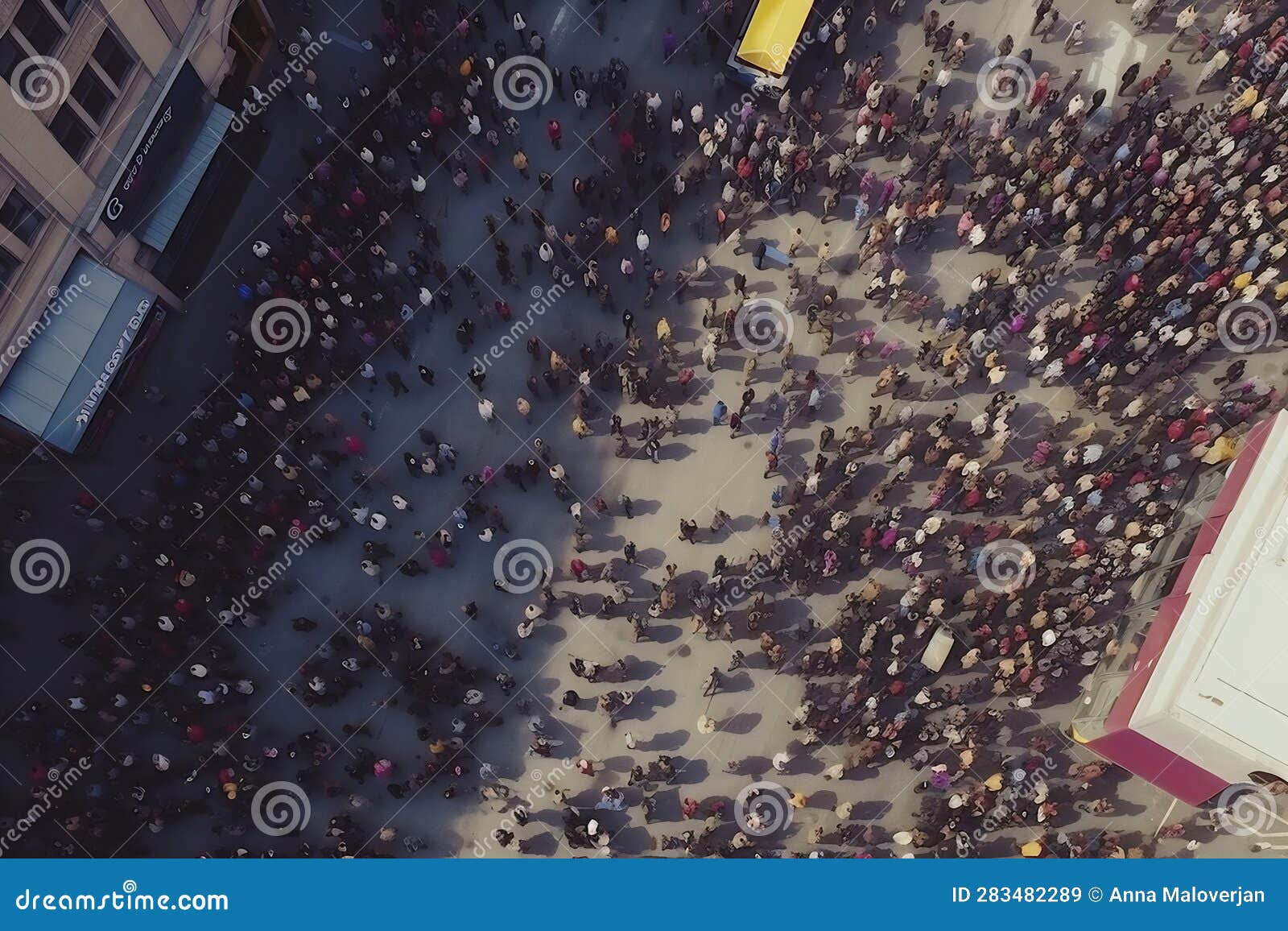 People Crowd Walking on Around City Square View from the Top Stock ...