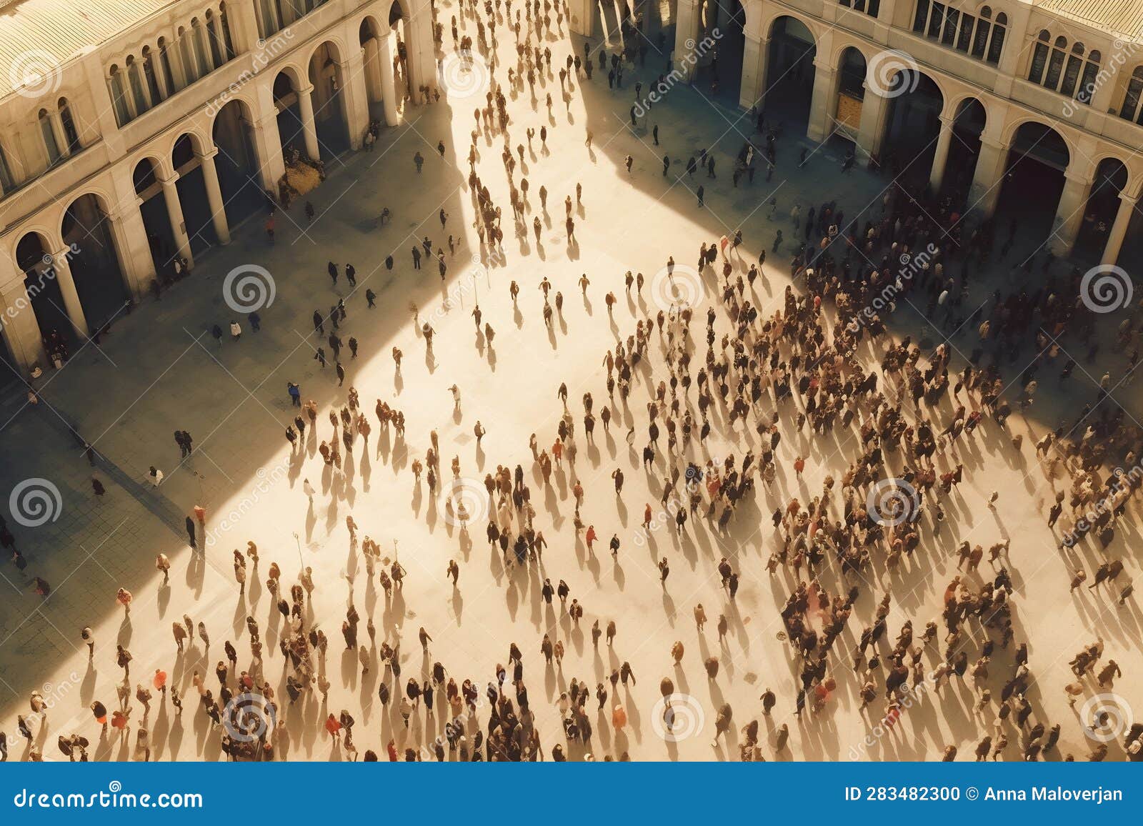 People Crowd Walking on Around City Square View from the Top Stock ...