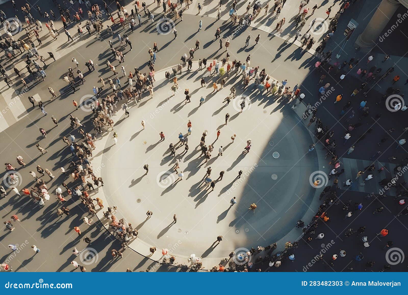 People Crowd Walking on Around City Square View from the Top Stock ...