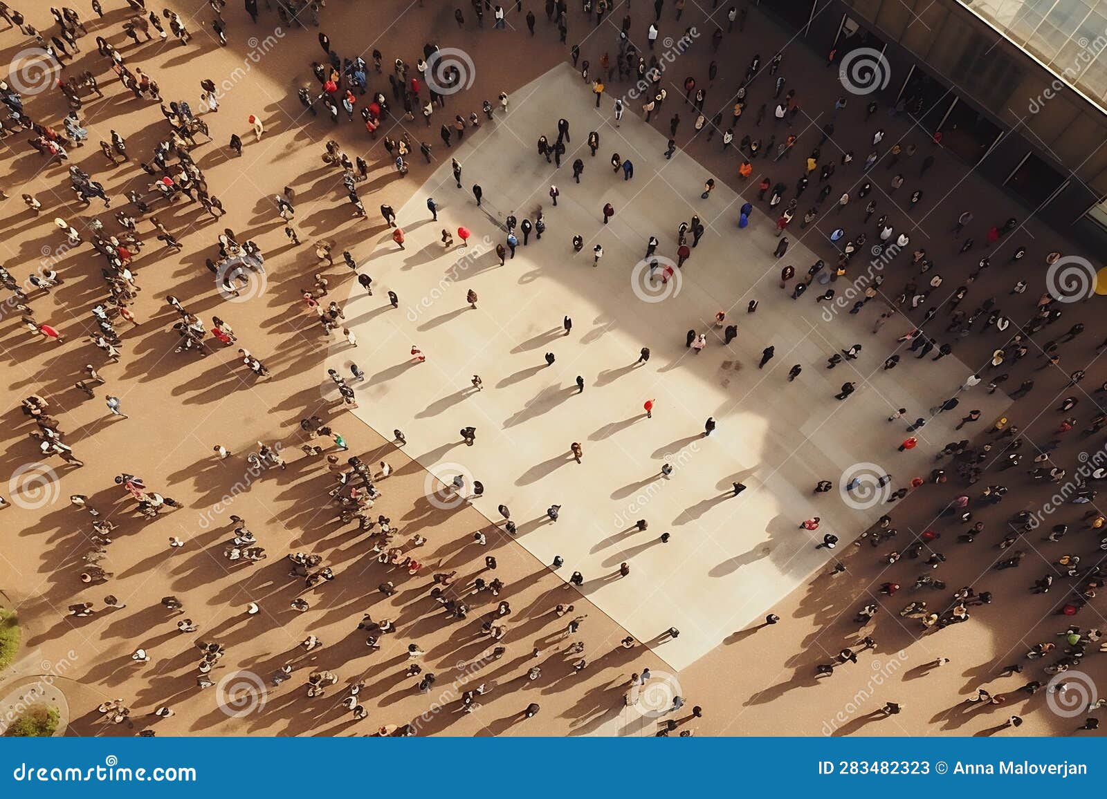 People Crowd Walking on Around City Square View from the Top Stock ...