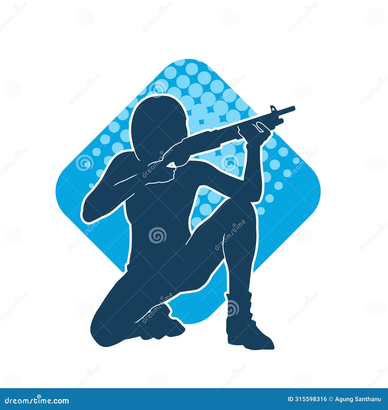 Silhouette of a Female Warrior in Action Pose with Riffle Gun Weapon ...