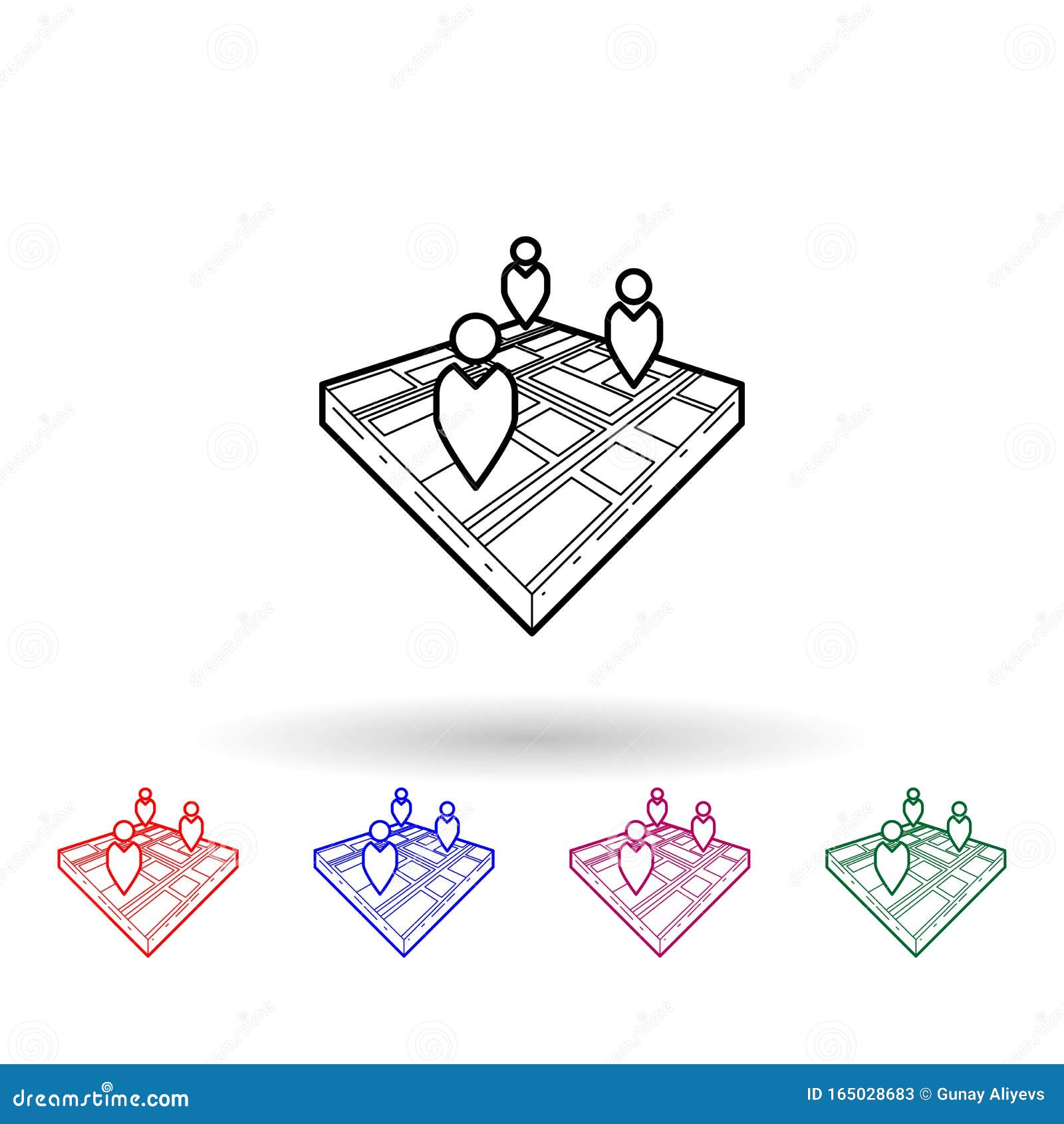 People On 3d Map Multi Color Icon Simple Thin Line Outline Vector Of Navigation Icons For Ui