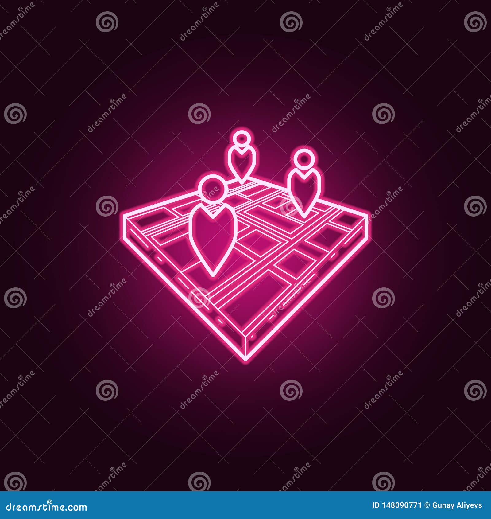 People on 3d Map Neon Icon. Elements of Navigation Set Stock ...