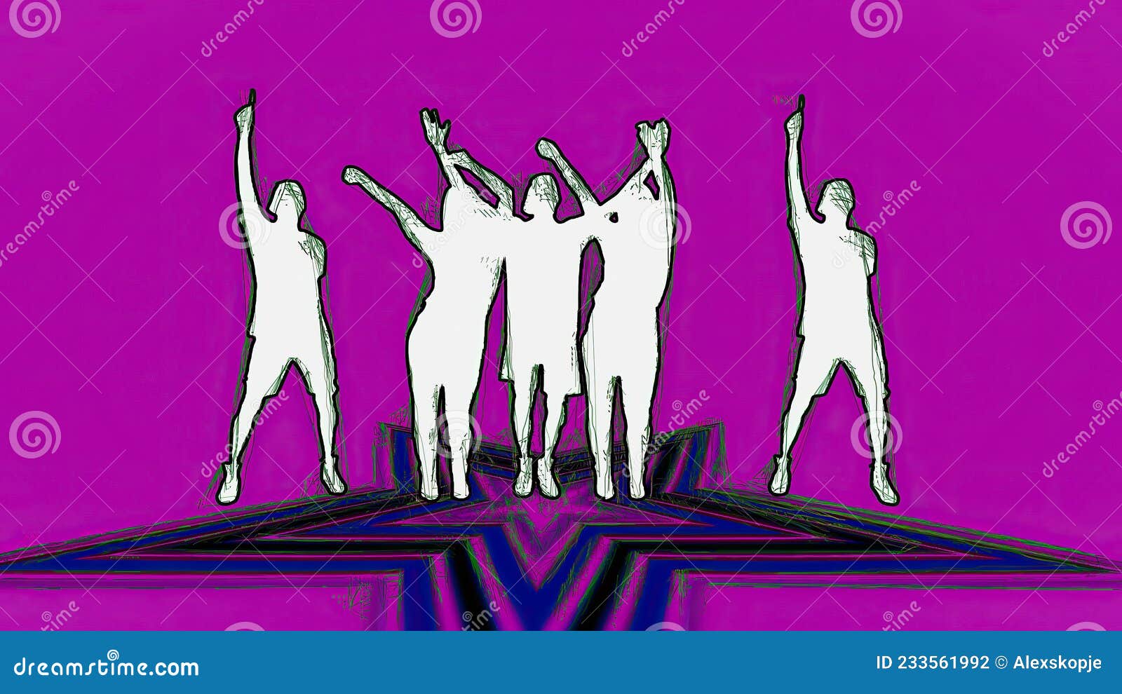 People Dancing Hand Draw Digital Art Illustration Stock Illustration ...