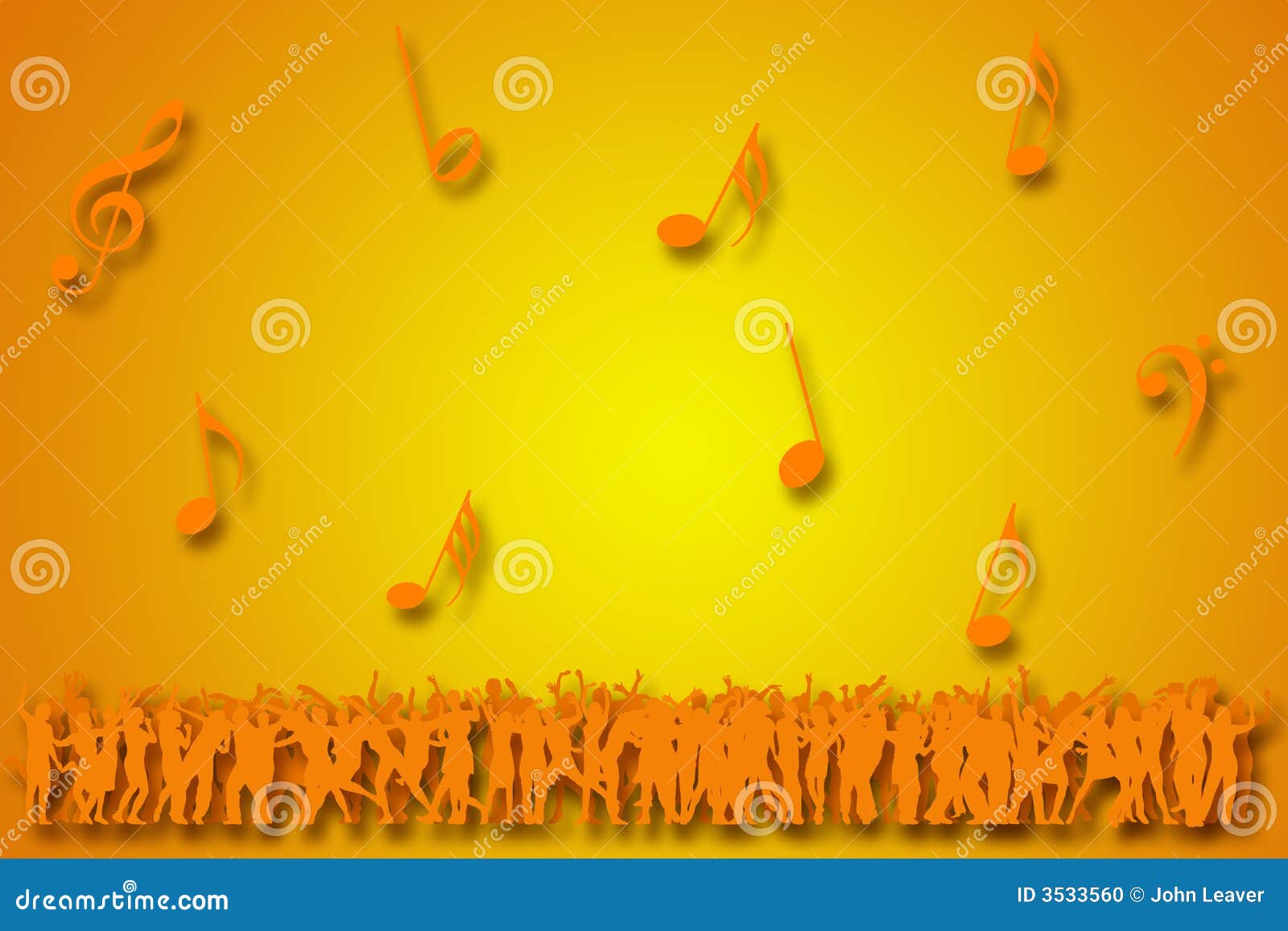 People Dancing and Music Notes Stock Illustration - Illustration of ...