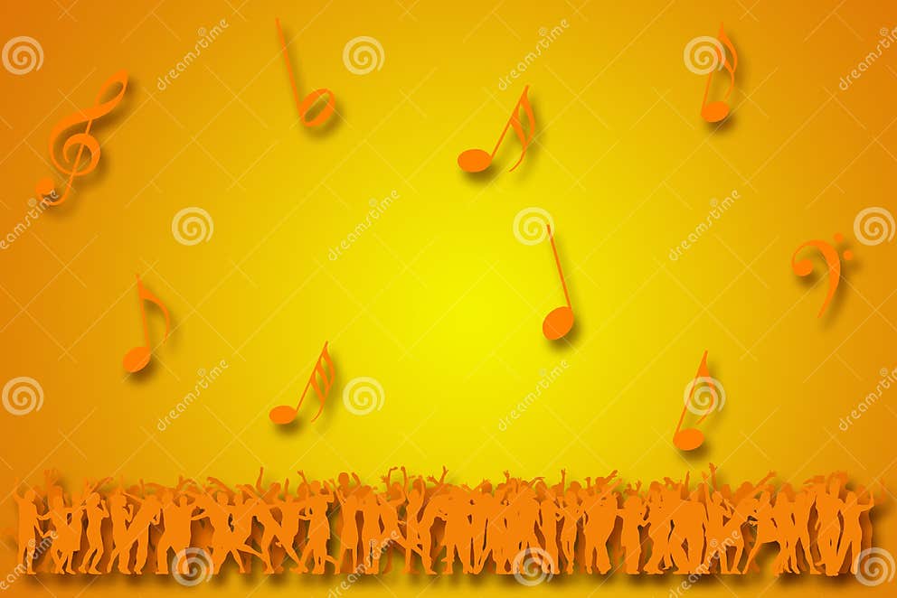 People Dancing and Music Notes Stock Illustration - Illustration of ...