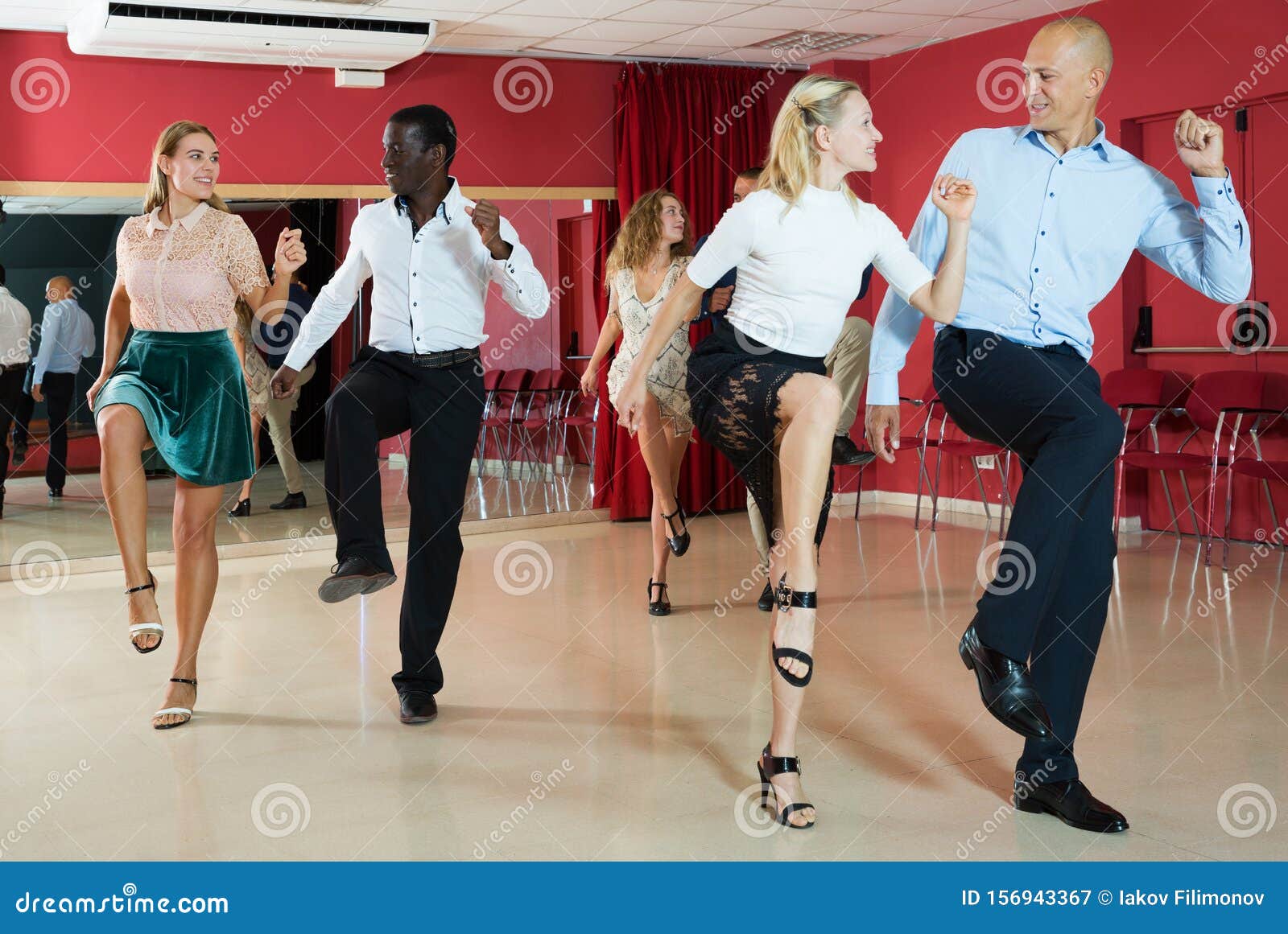 People Dancing Rock-and-roll in Pairs Stock Image - Image of positive ...