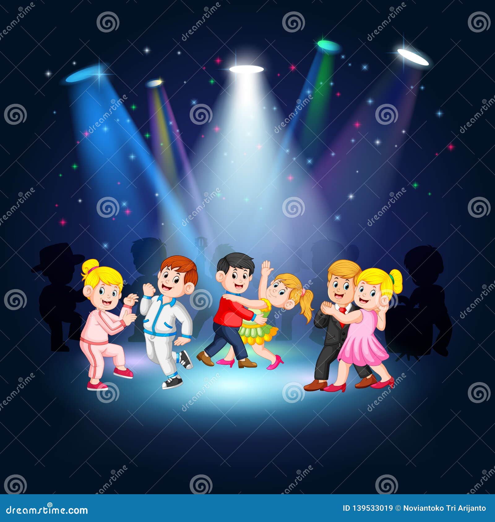 People Dancing at the Stage Stock Vector - Illustration of pose ...