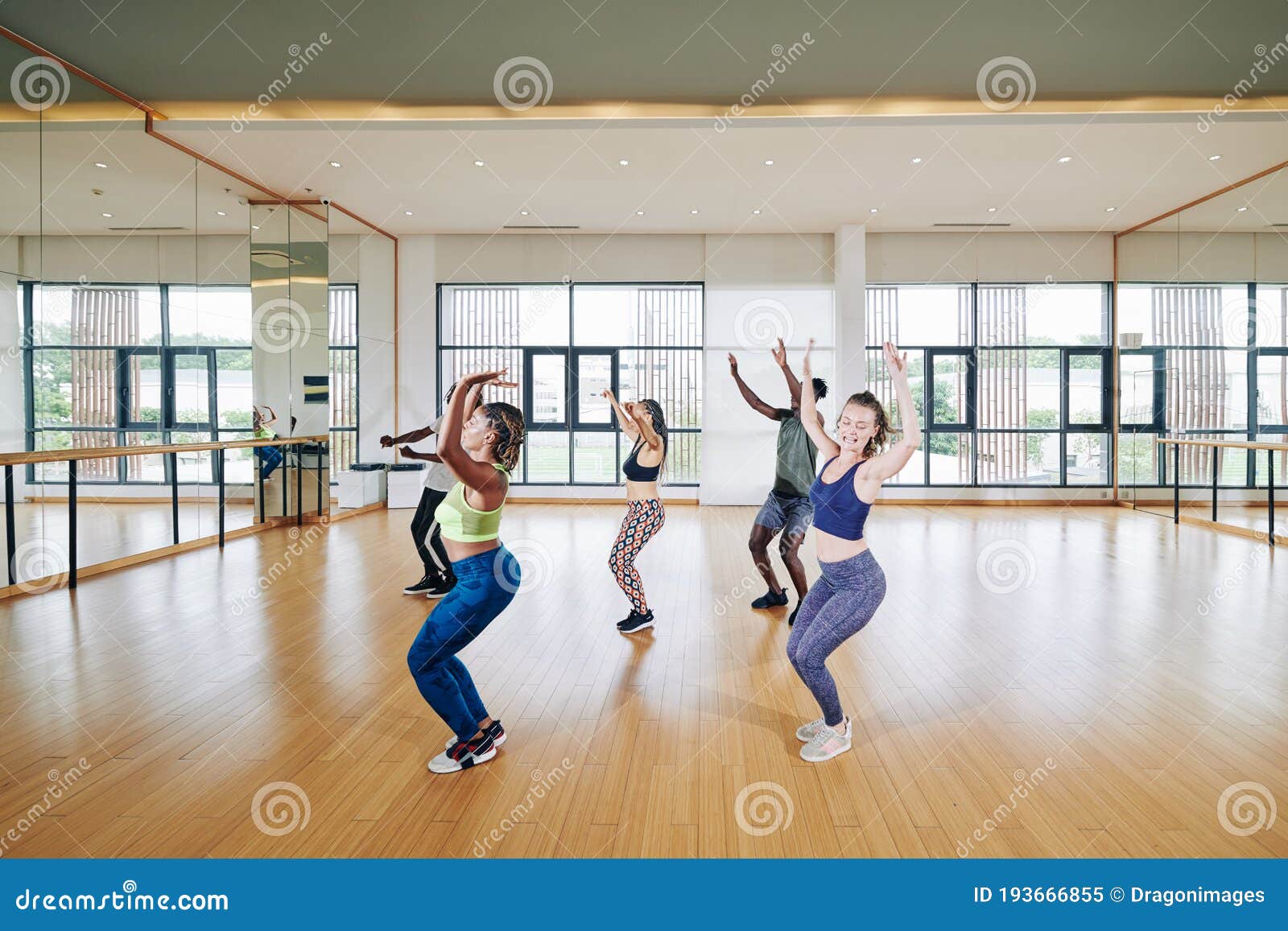 People dancing in studio stock image. Image of multiethnic - 193666855