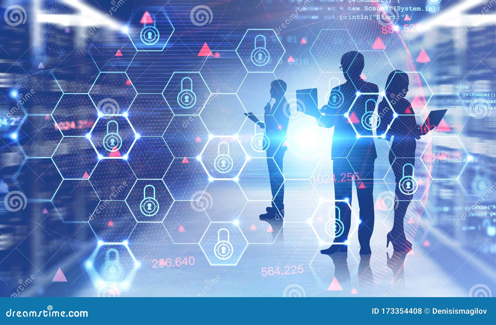 People in Data Center, Cyber Security Interface Stock Photo - Image of ...