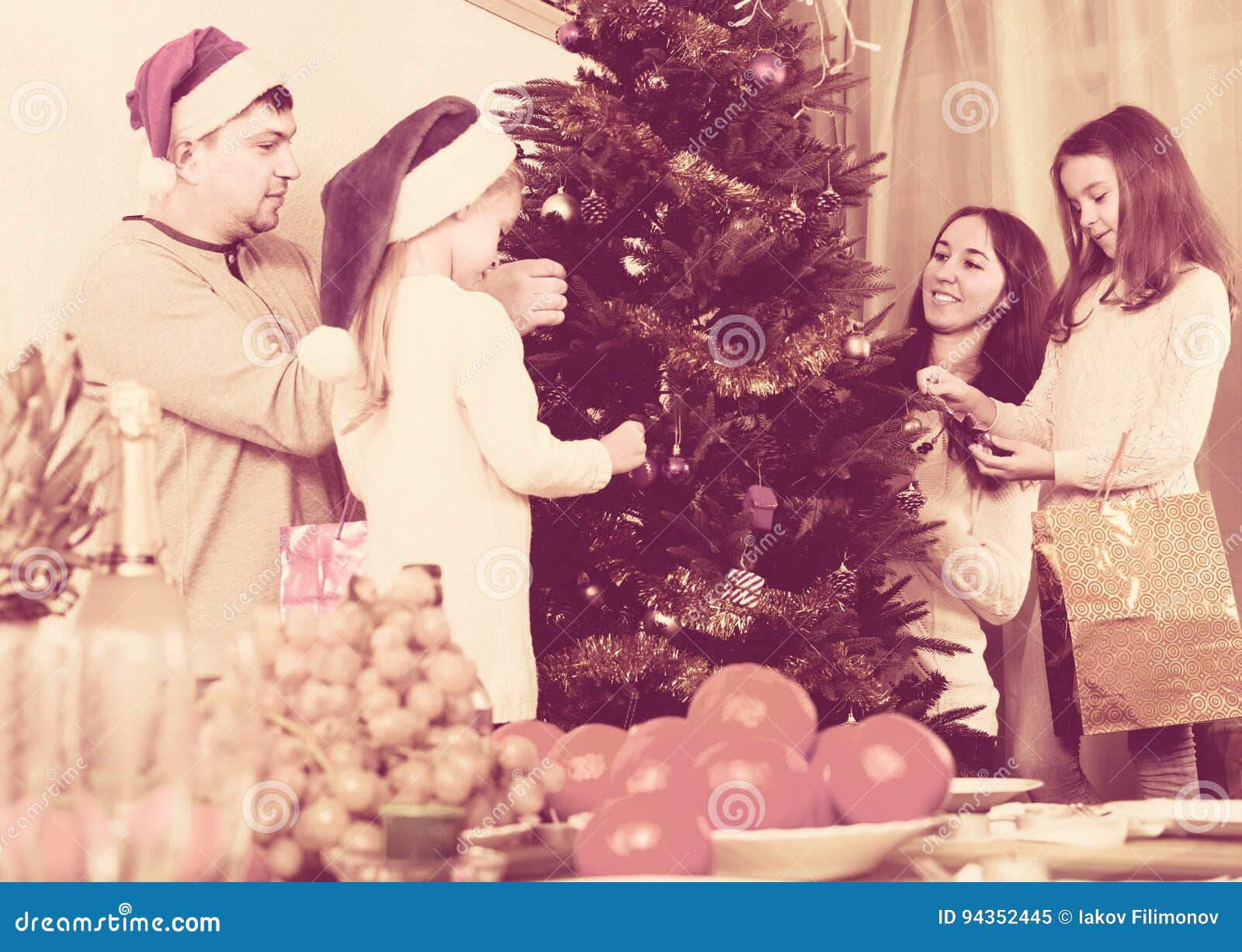 People Decorating Christmas Tree Stock Image - Image of december ...