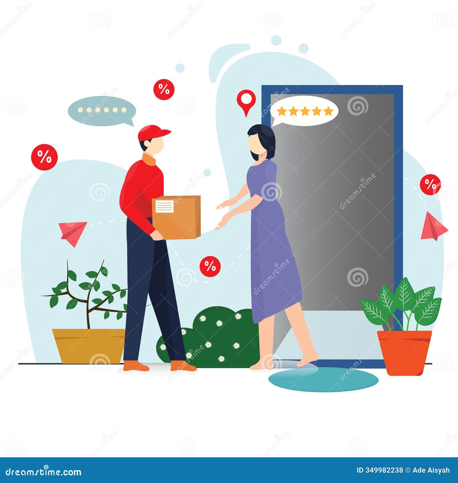 People in Delivery Service with Package Concept Vector Illustration ...