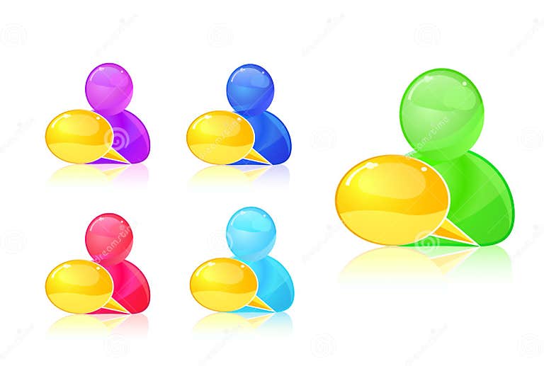 People with Dialog Box Icon Set. Stock Illustration - Illustration of ...