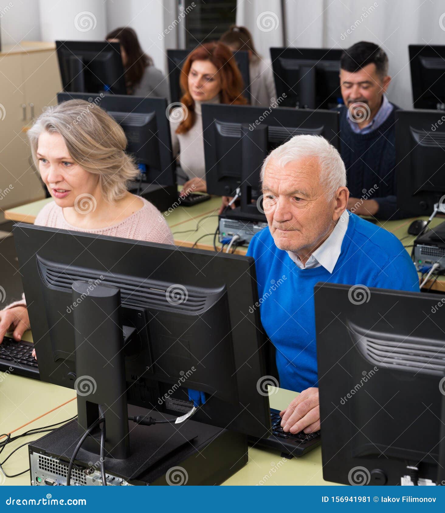 People of Different Ages Learning To Use Computers Stock Image - Image ...