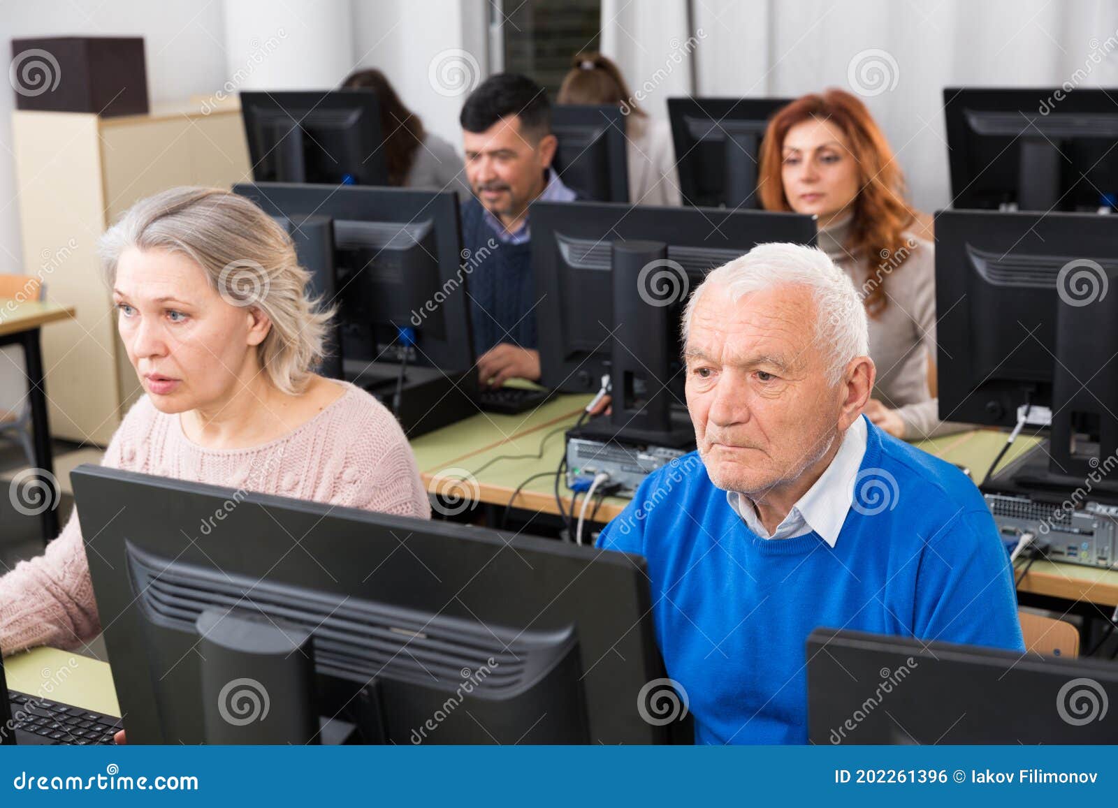 People of Different Ages Learning To Use Computers Stock Photo - Image ...