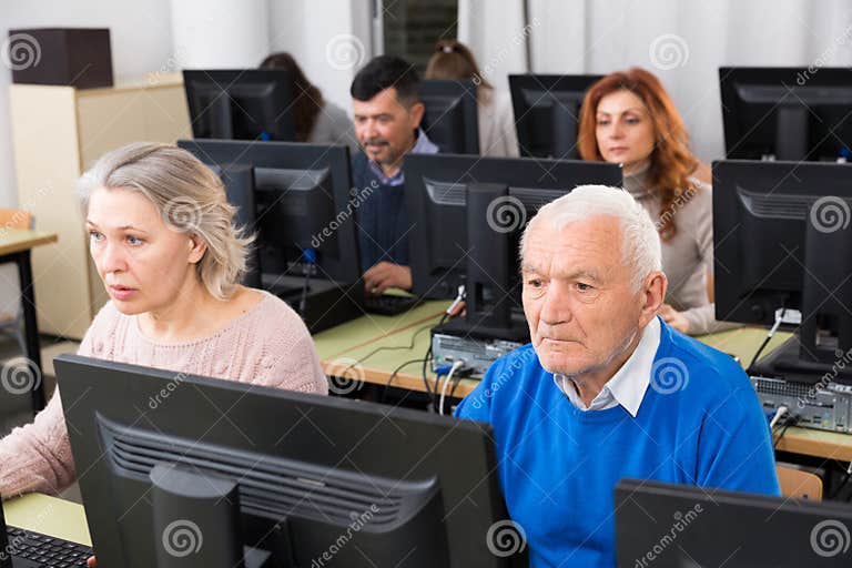 People of Different Ages Learning To Use Computers Stock Photo - Image ...