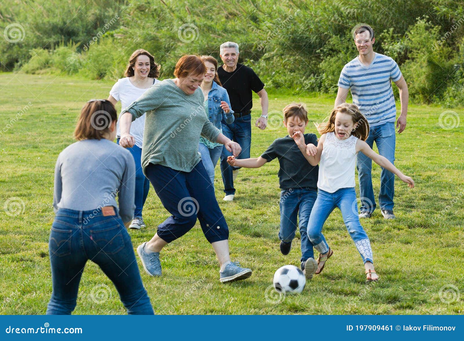People of Different Ages Playing Football Stock Image - Image of ...