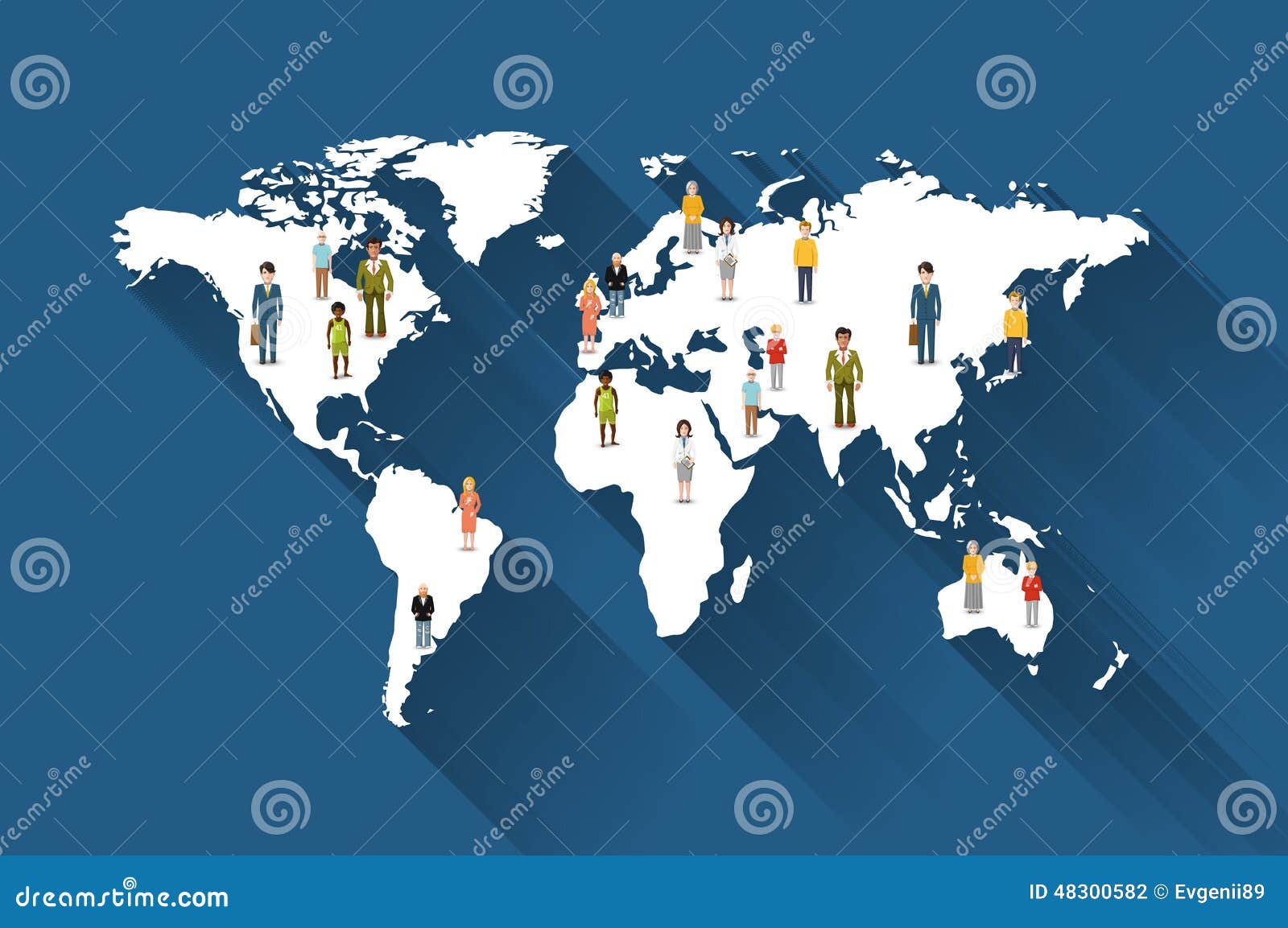 People from Different Countries on World Map Stock Vector ...