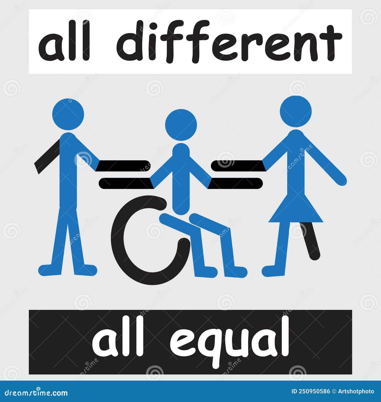 People with Different Disabilities and the Text All Different All Equal Stock Vector ...