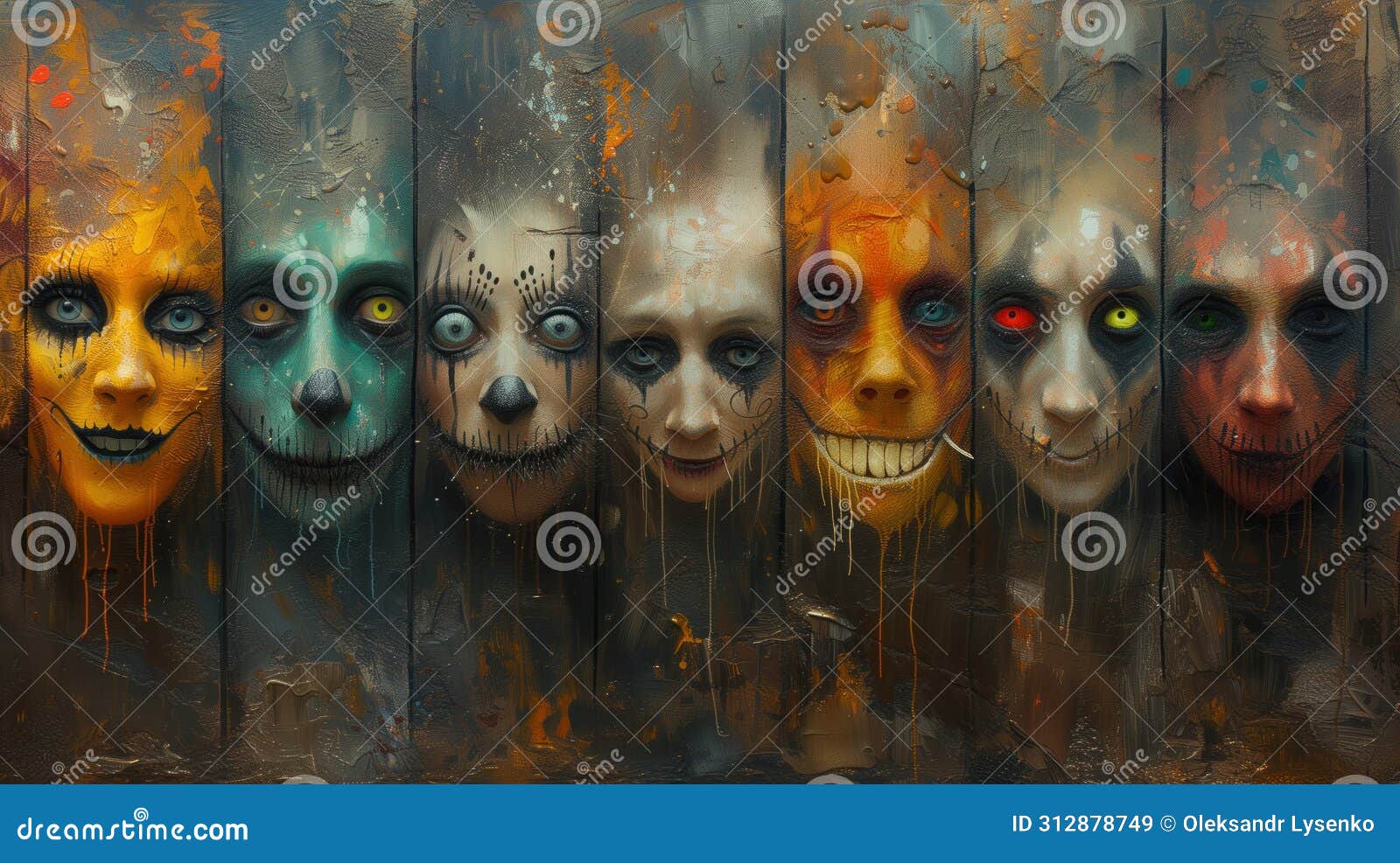 People with Different Emotions Horror Faces Stock Illustration ...