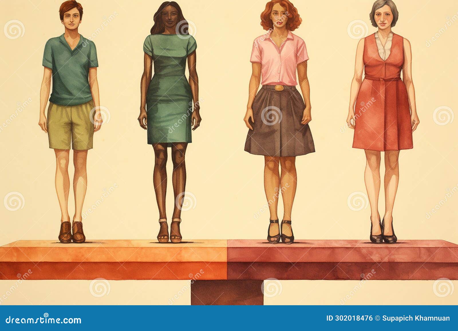 People of Different Genders Stand on Platforms of the Same Size. Which ...