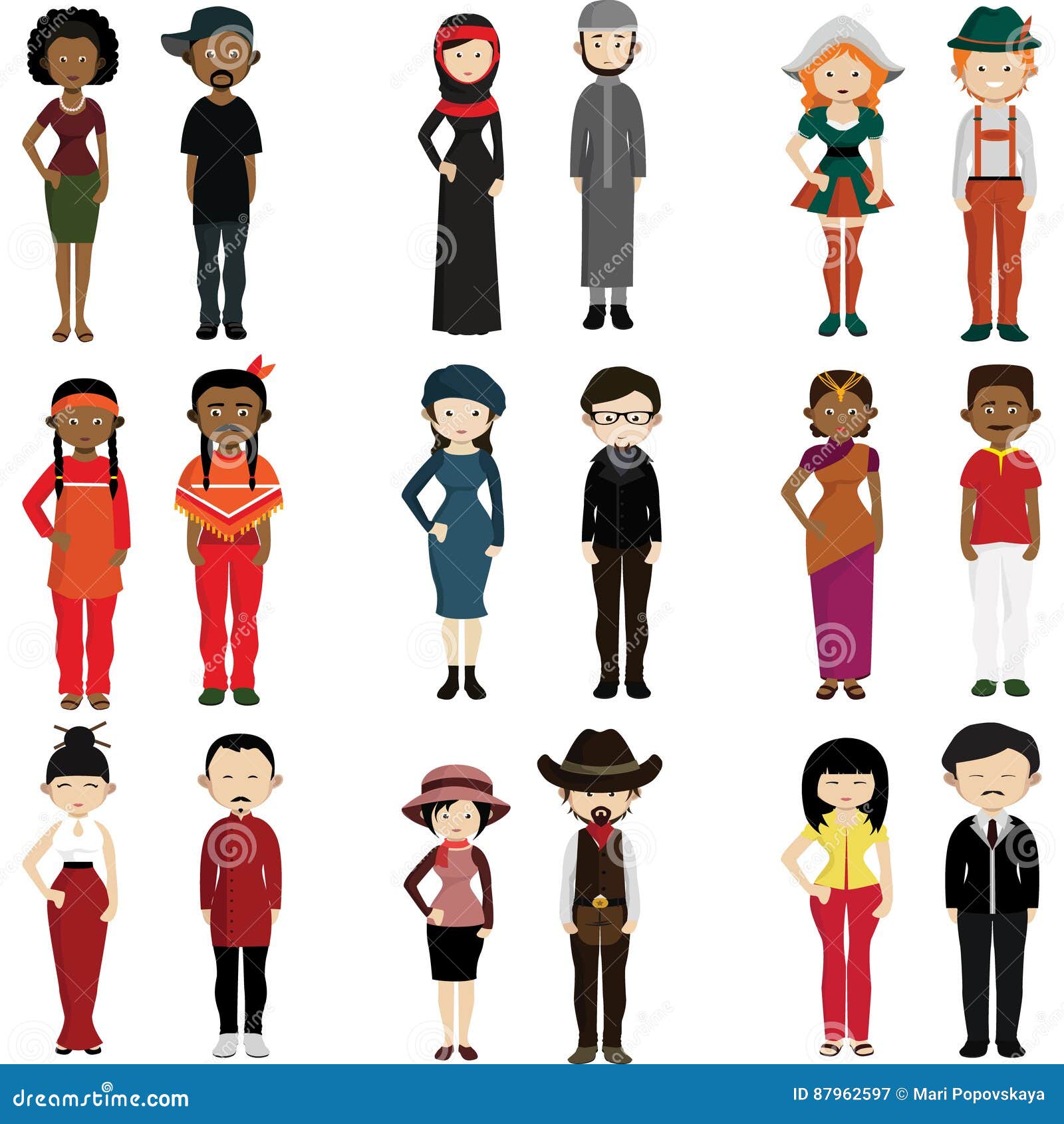 People Of Different Nations Cartoon Vector | CartoonDealer.com #87962597