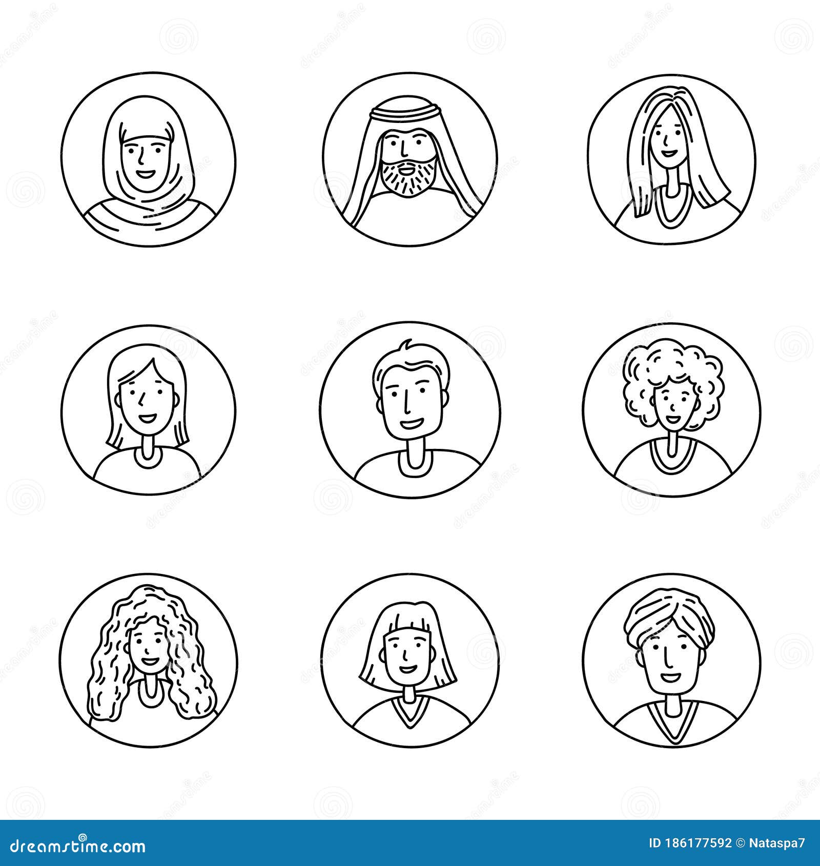 Human Avatar Illustration in Doodle Style. Stock Vector - Illustration ...