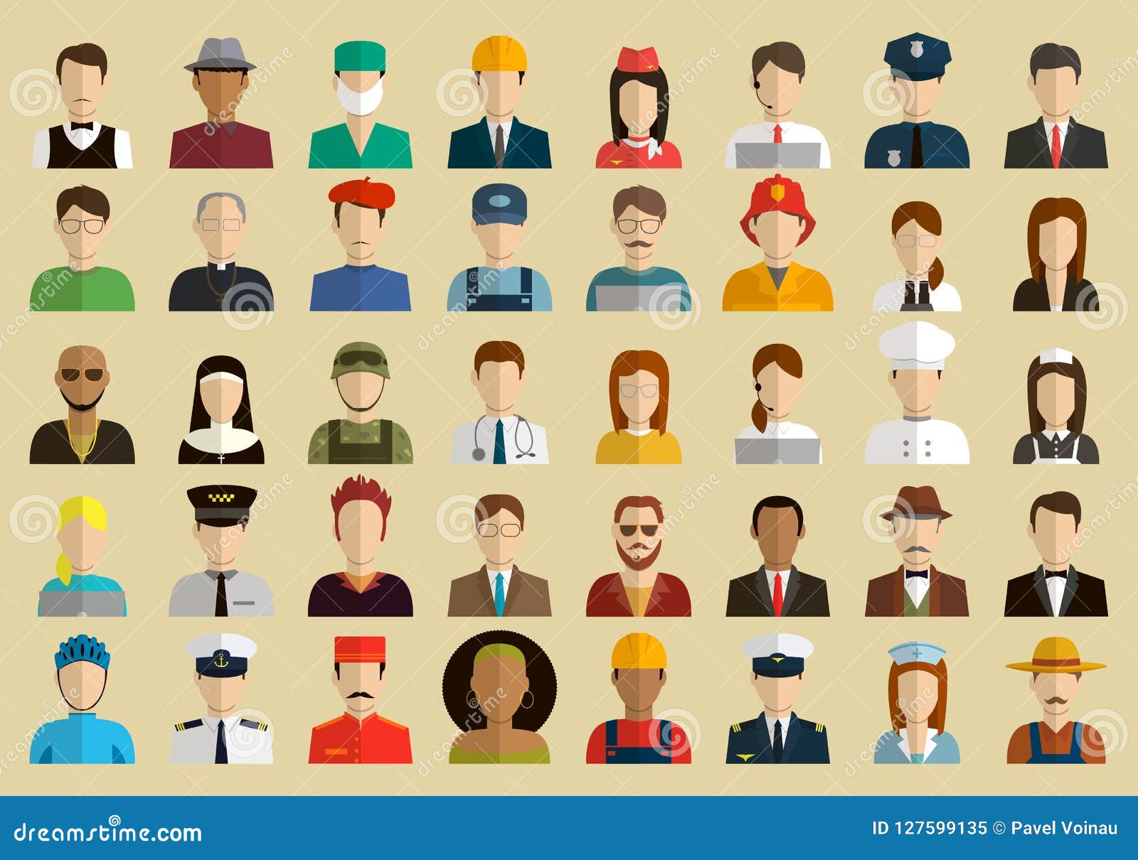 People of Different Occupations. Professions Icons Set. Flat Design ...