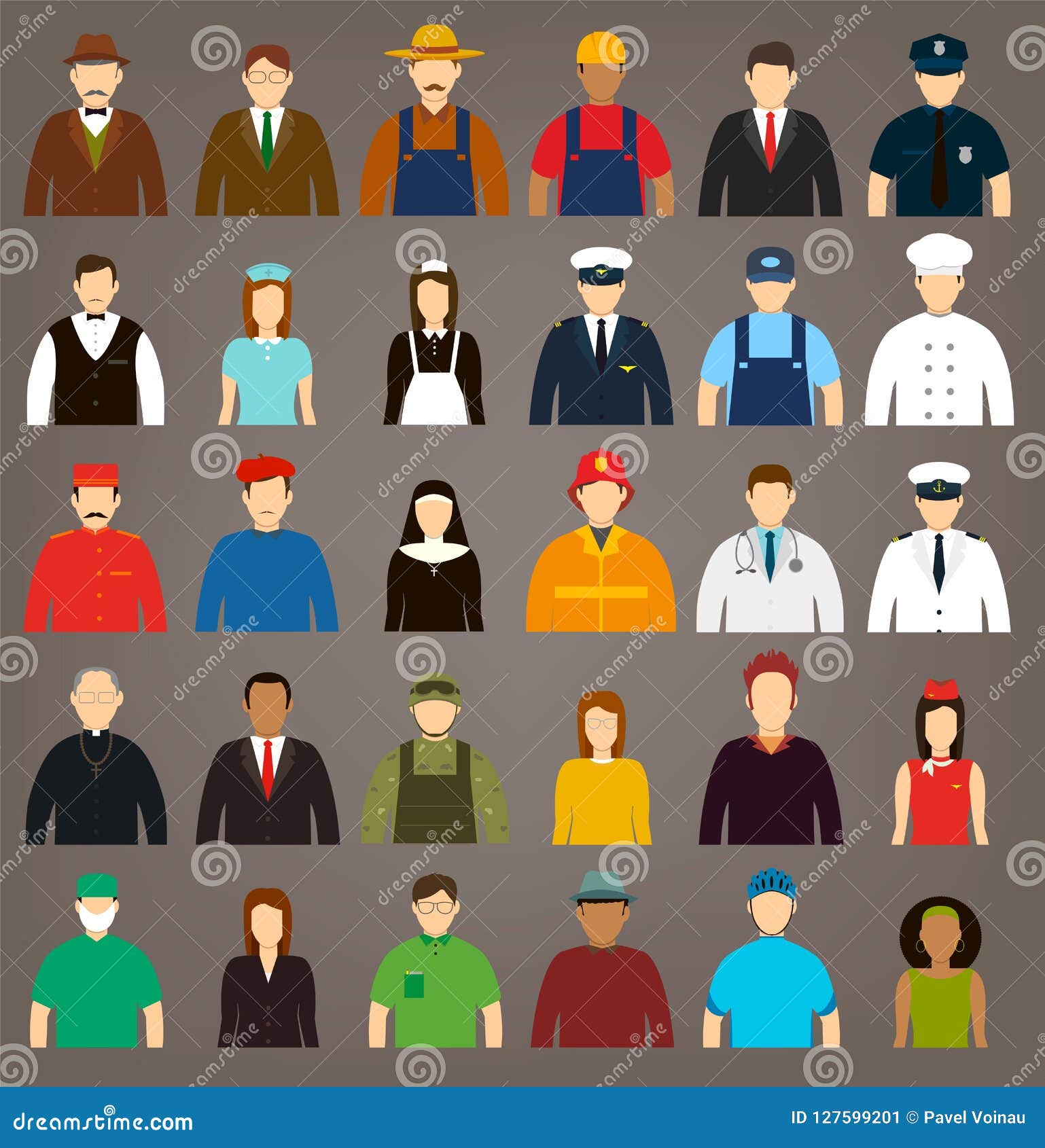 People of Different Occupations. Professions Icons Set. Flat Design ...