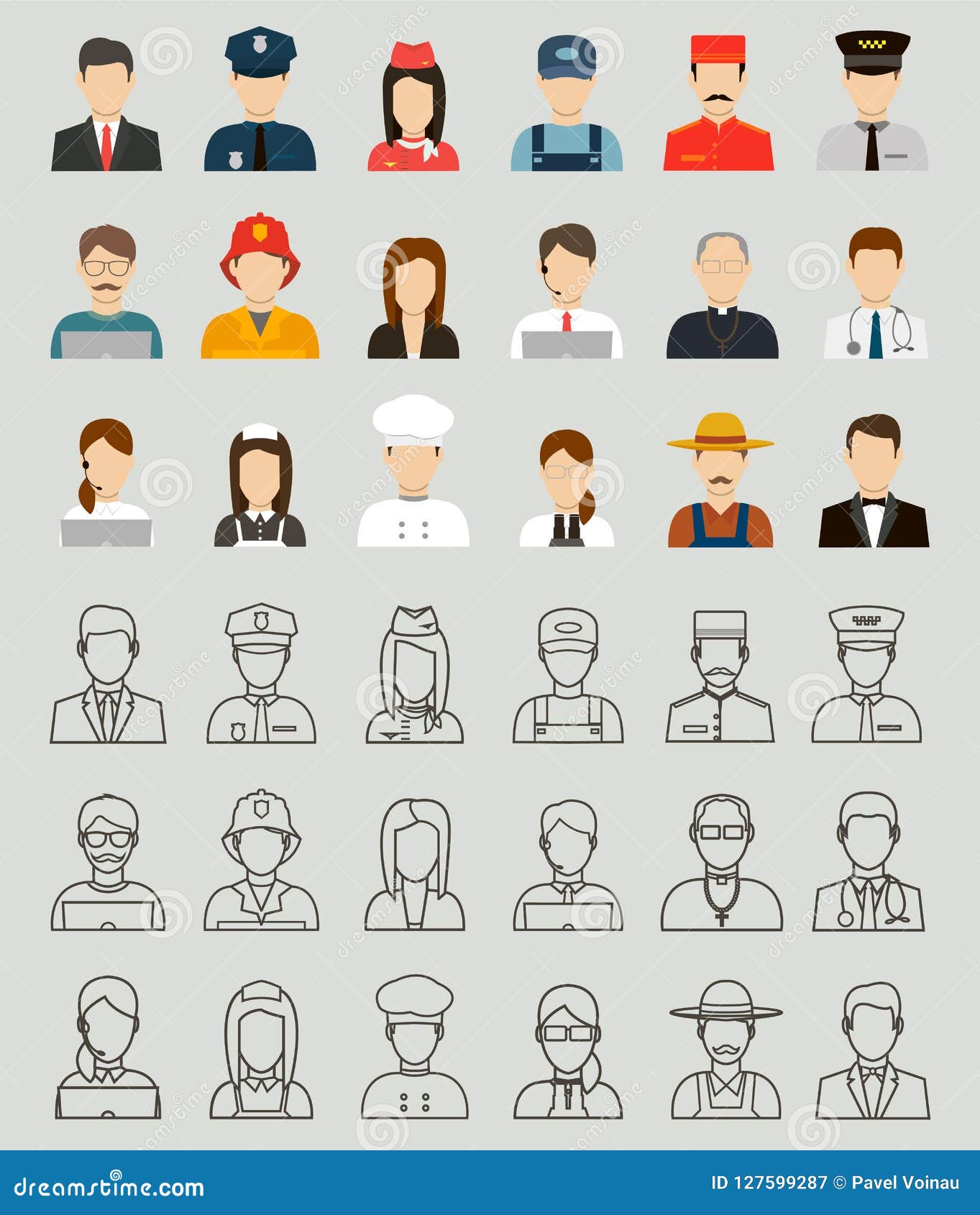 People of Different Occupations. Professions Icons Set. Flat Design ...