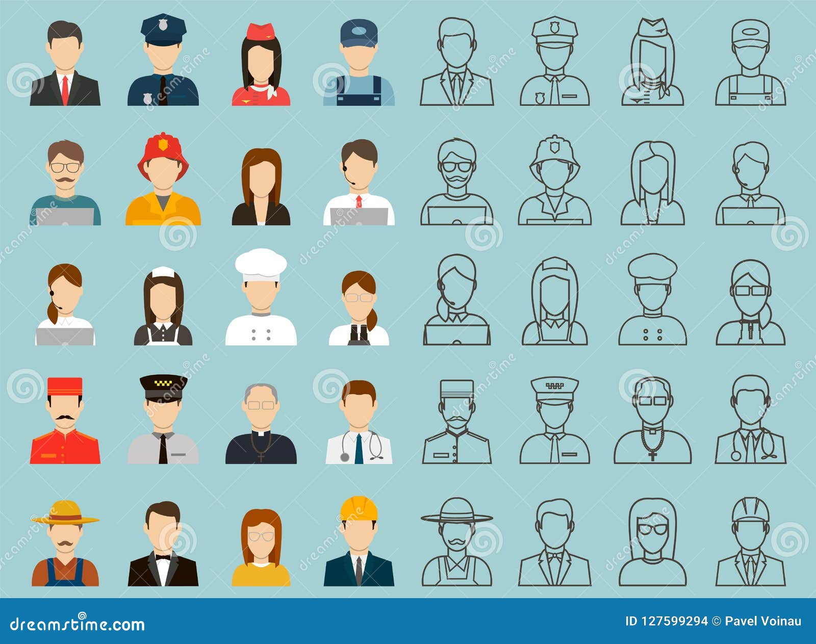 People of Different Occupations. Professions Icons Set. Flat Design ...