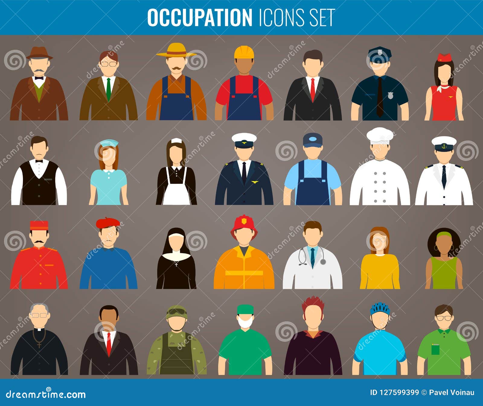 People of Different Occupations. Professions Icons Set. Flat Design ...