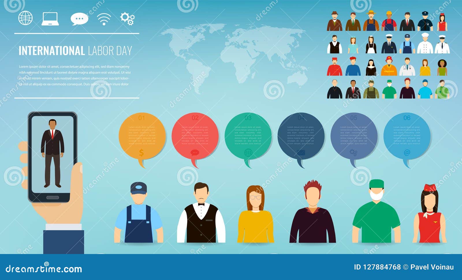 People of Different Occupations. Professions Set with Infographic ...