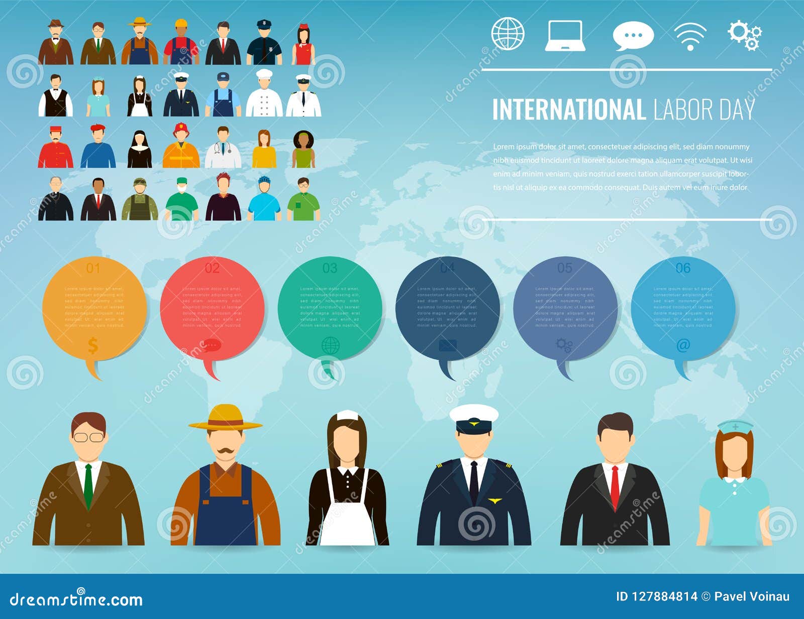 People of Different Occupations. Professions Set with Infographic ...