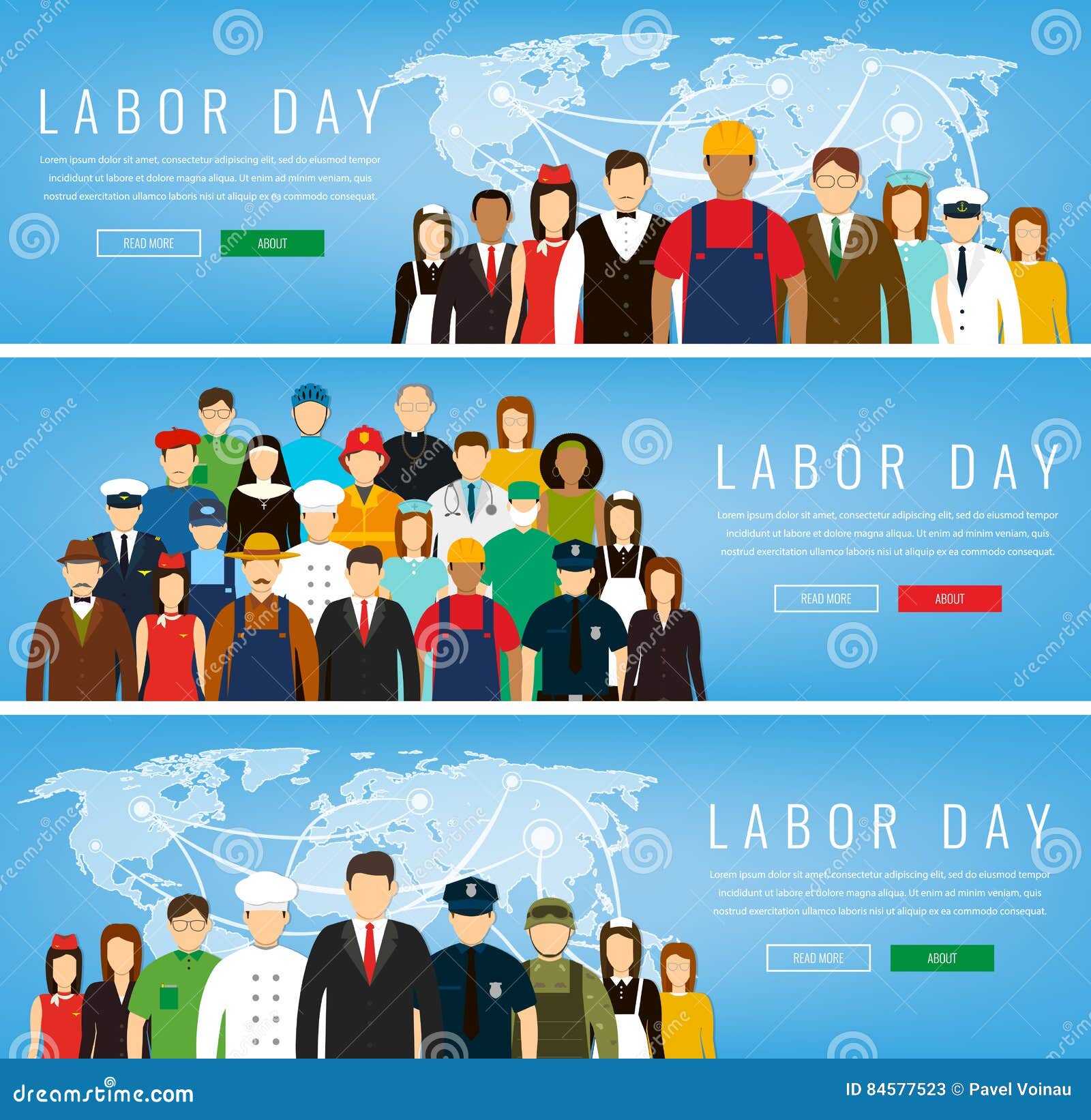 International Labor Day. Set Of People Characters With Actual Important ...