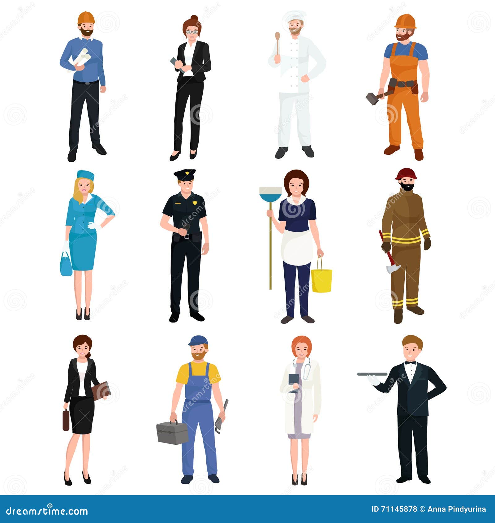 People Different Profession. Man and Woman Vector Illustration Set ...