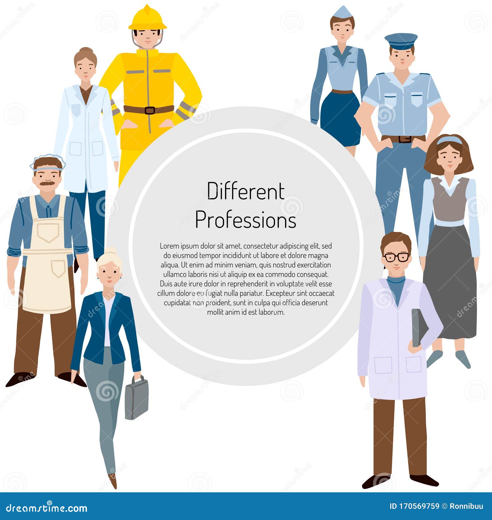 People of Different Professions. Frame and Diffrent Characters on a ...