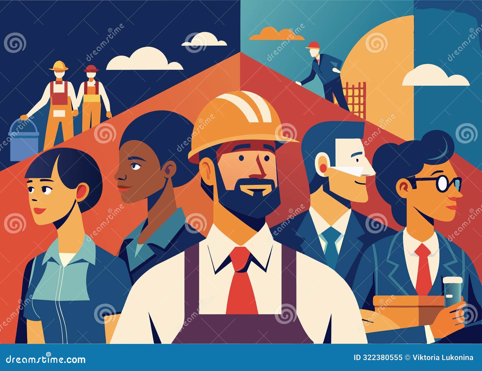 People of Different Professions Standing Together in Unity Stock Vector ...