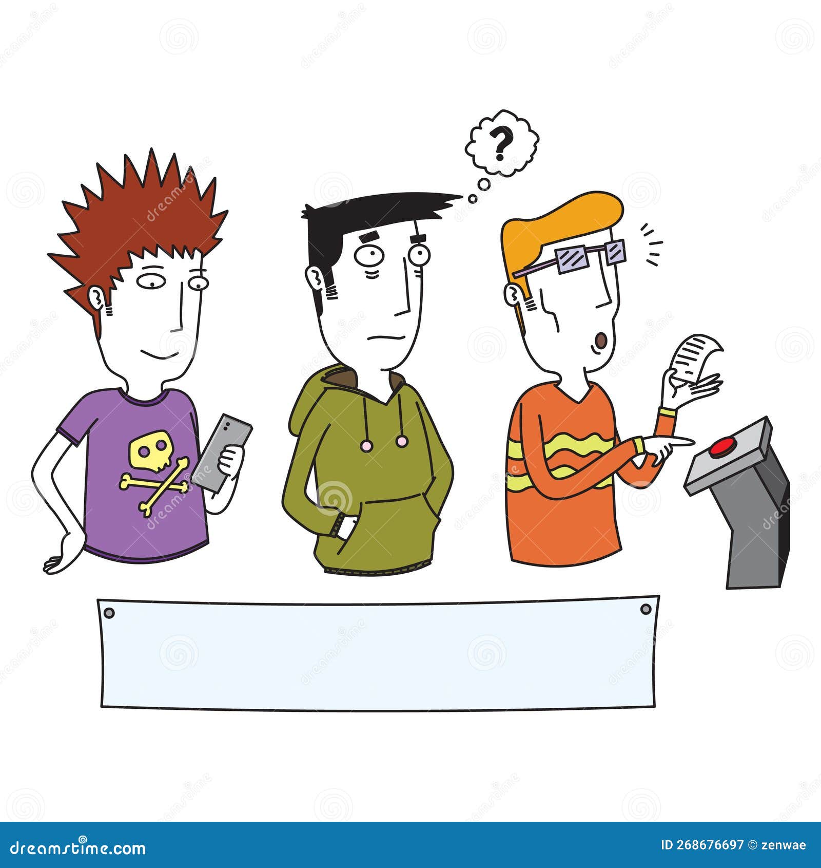 People with Different Style Queueing Stock Vector - Illustration of ...