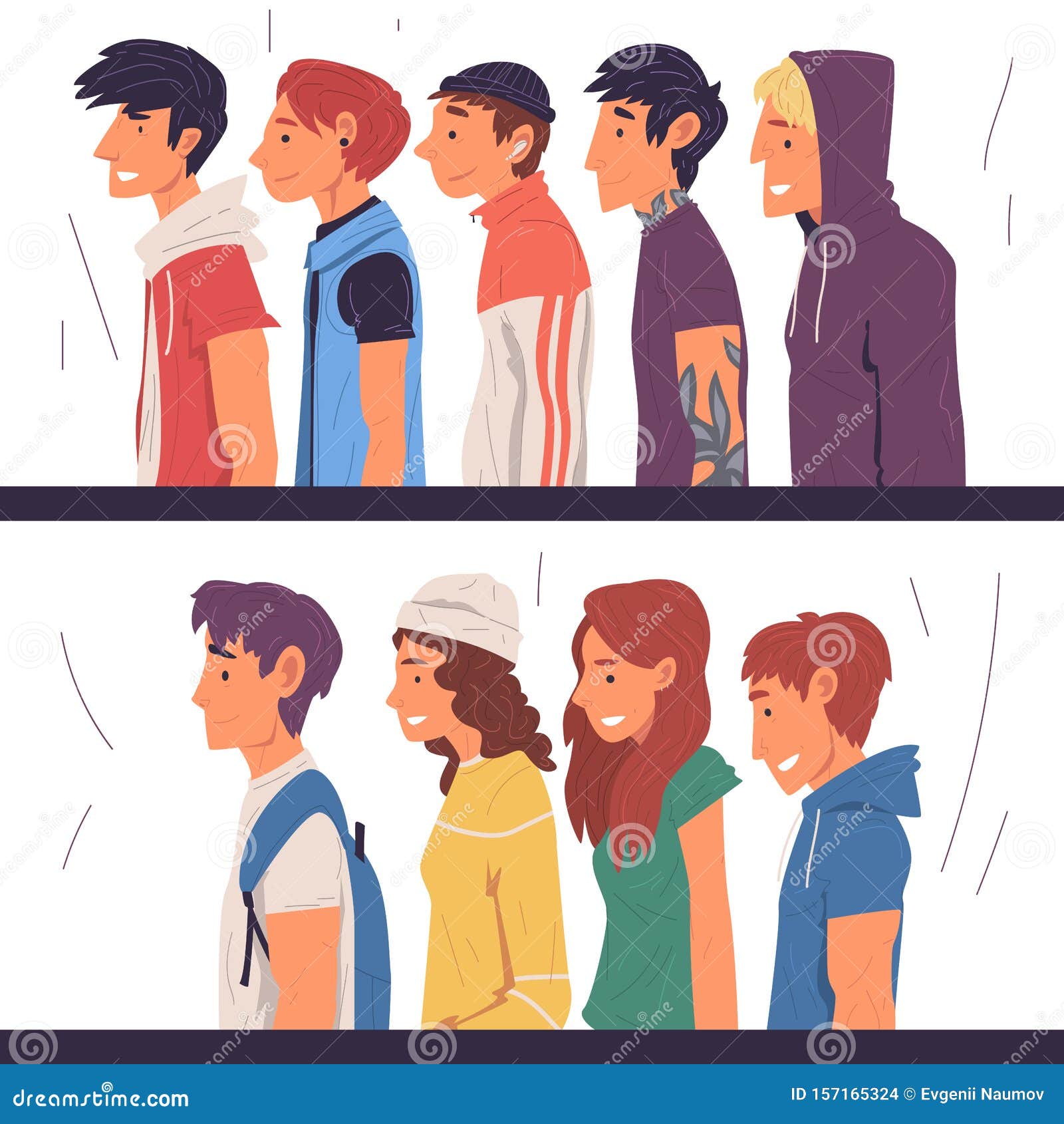 People of Different Subcultures Set Side View Vector Illustration True ...