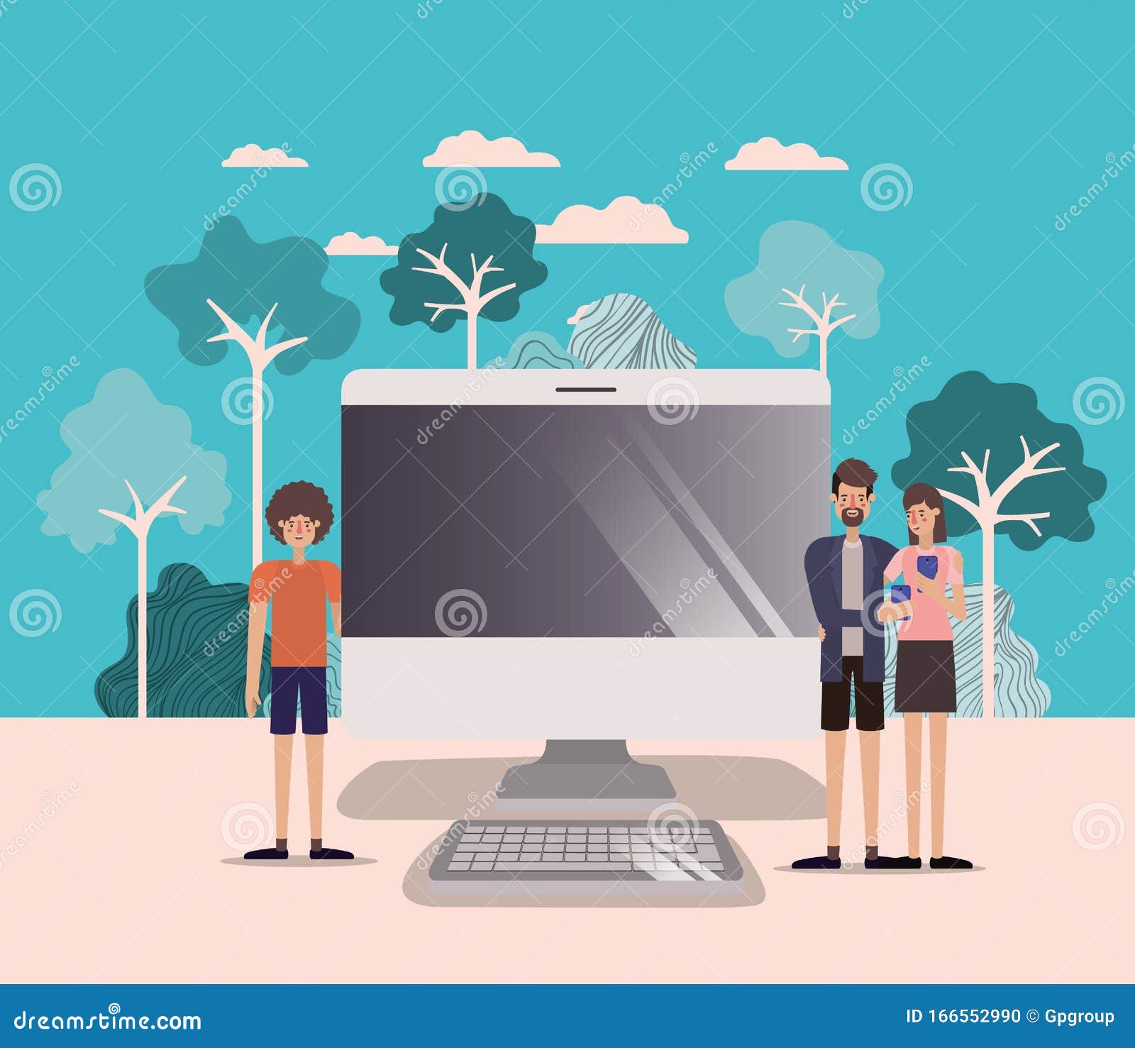 People and Digital Technology Vector Design Stock Vector - Illustration ...